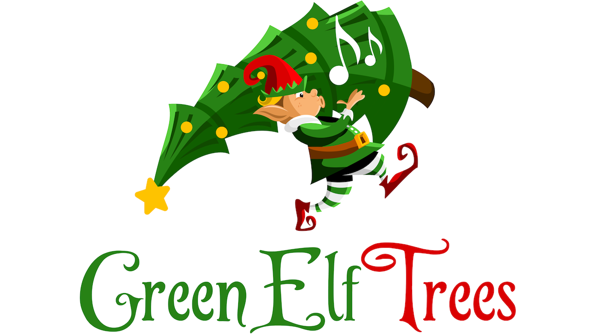 Green Elf Trees Delivering Christmas